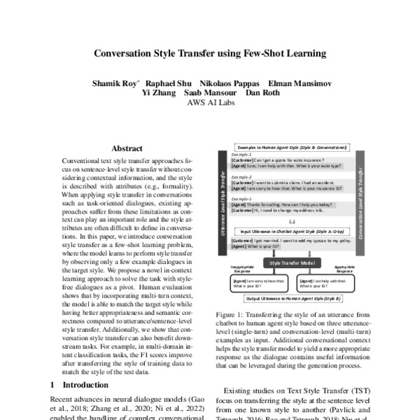 Conversation Style Transfer using Few-Shot Learning - ACL Anthology