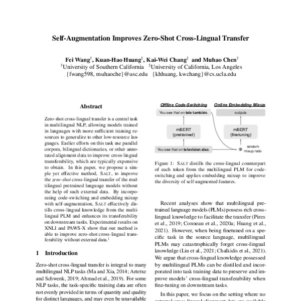 Self-Augmentation Improves Zero-Shot Cross-Lingual Transfer - ACL Anthology