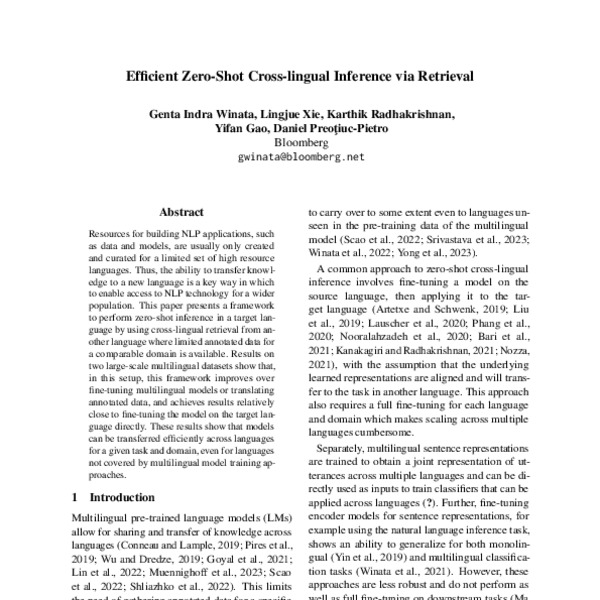 Efficient Zero-Shot Cross-lingual Inference via Retrieval - ACL Anthology
