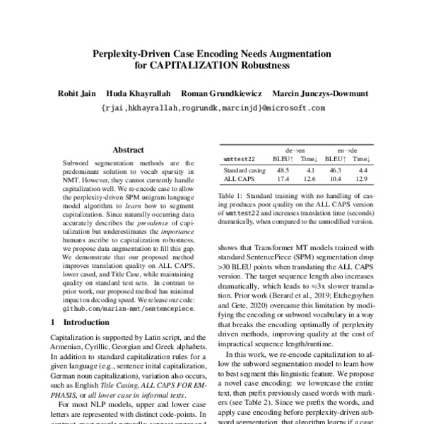 Perplexity Driven Case Encoding Needs Augmentation For Capitalization Robustness Acl Anthology