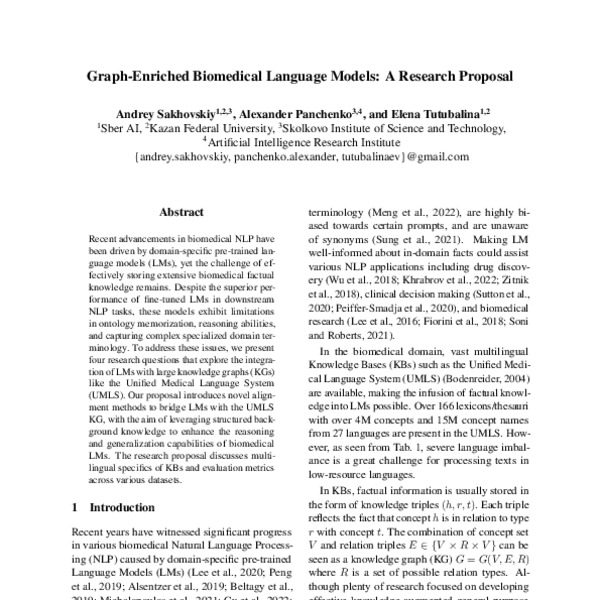 Graph-Enriched Biomedical Language Models: A Research Proposal - ACL Anthology