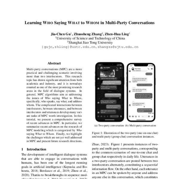 Learning WHO Saying WHAT to WHOM in Multi-Party Conversations - ACL ...