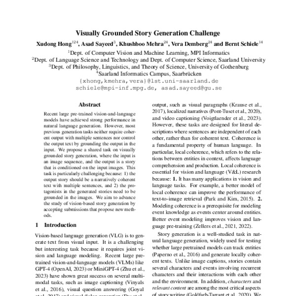 Visually Grounded Story Generation Challenge - ACL Anthology