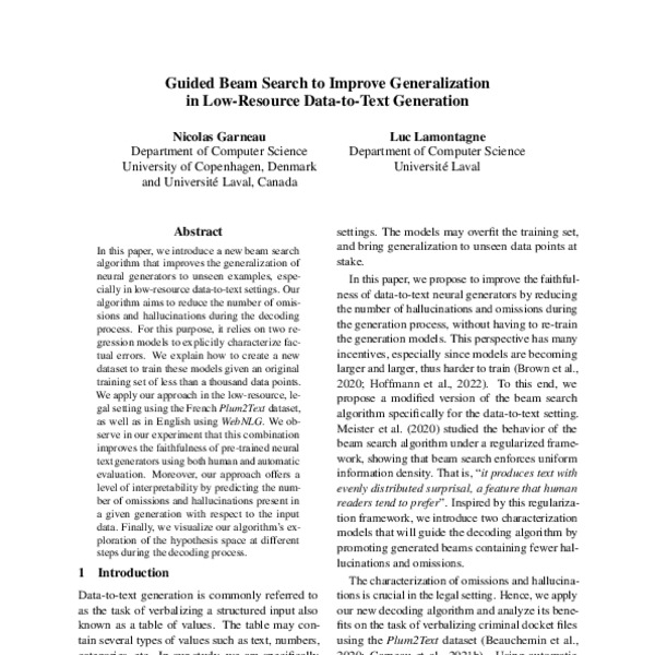 Guided Beam Search to Improve Generalization in Low-Resource Data-to-Text Generation - ACL Anthology