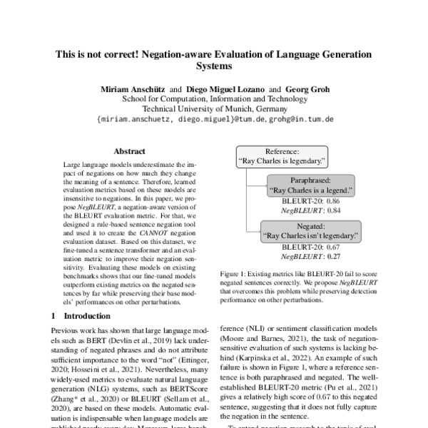 This is not correct! Negation-aware Evaluation of Language Generation Systems - ACL Anthology
