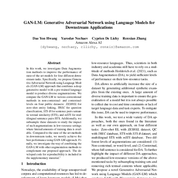 GAN-LM: Generative Adversarial Network using Language Models for Downstream Applications - ACL ...