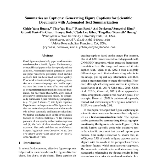 Summaries as Captions: Generating Figure Captions for Scientific Documents with Automated Text ...