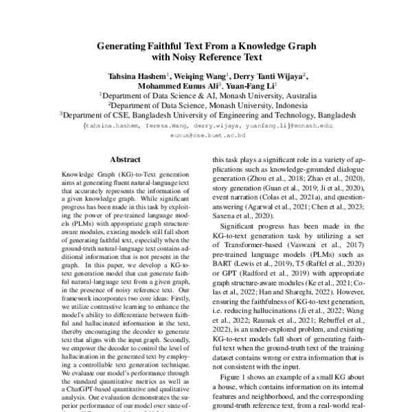 Generating Faithful Text From a Knowledge Graph with Noisy Reference Text - ACL Anthology