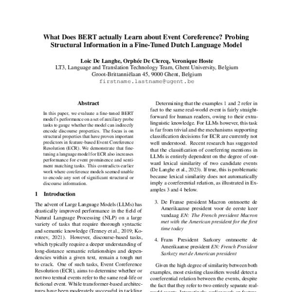 What Does Bert Actually Learn About Event Coreference Probing Structural Information In A Fine