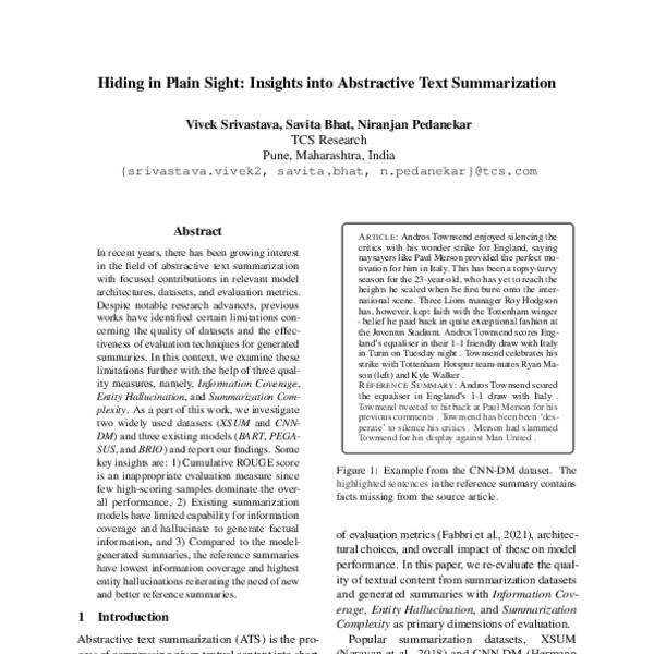 Hiding In Plain Sight Insights Into Abstractive Text Summarization Acl Anthology