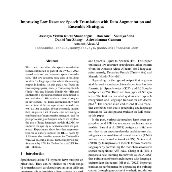 Improving Low Resource Speech Translation With Data Augmentation And Ensemble Strategies Acl