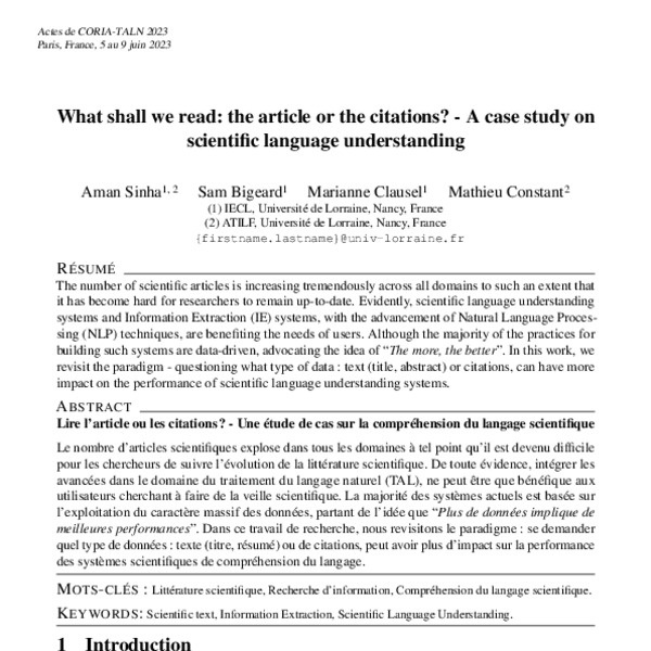 What shall we read : the article or the citations? - A case study on ...
