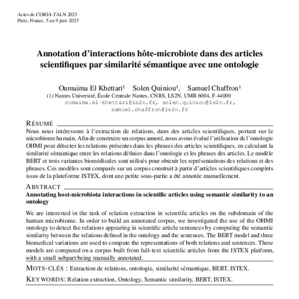 Annotation d’interactions hôte-microbiote dans des articles ...