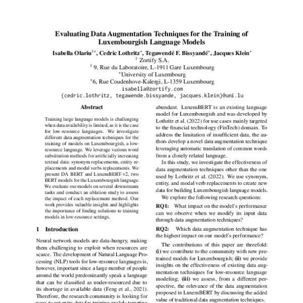 Evaluating Data Augmentation Techniques For The Training Of Luxembourgish Language Models Acl