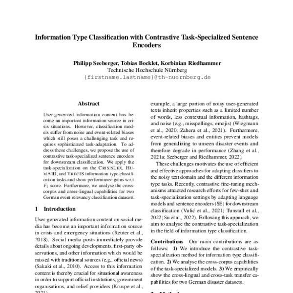 Information Type Classification with Contrastive Task-Specialized ...