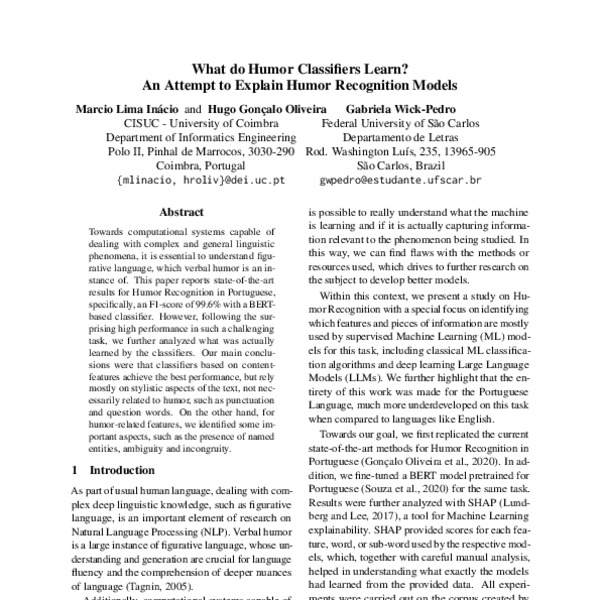 What do Humor Classifiers Learn? An Attempt to Explain Humor ...