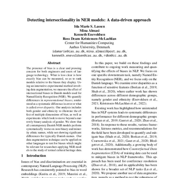 Detecting intersectionality in NER models: A data-driven approach - ACL ...