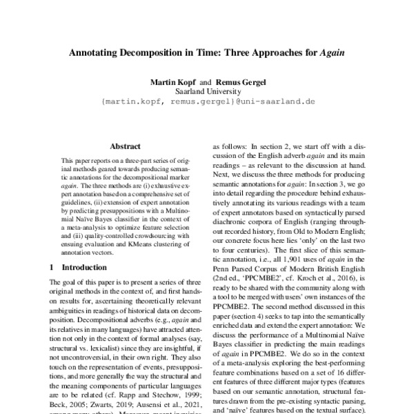 Annotating Decomposition in Time: Three Approaches for Again - ACL ...