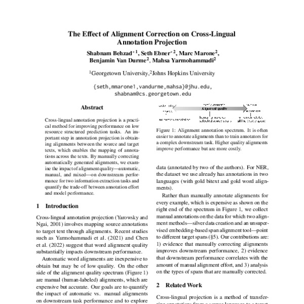 The Effect of Alignment Correction on Cross-Lingual Annotation Projection - ACL Anthology