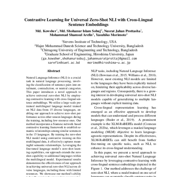 Contrastive Learning for Universal Zero-Shot NLI with Cross-Lingual Sentence Embeddings - ACL ...