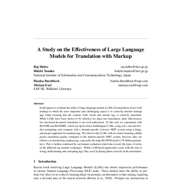 A Study on the Effectiveness of Large Language Models for Translation ...