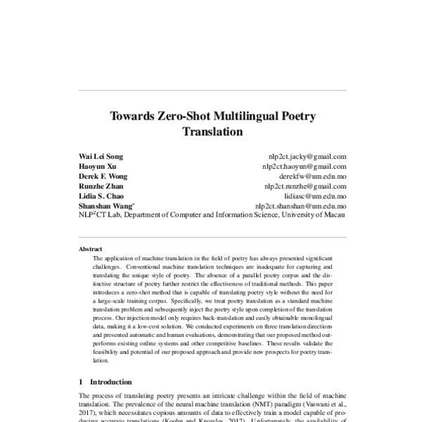 Towards Zero-Shot Multilingual Poetry Translation - ACL Anthology