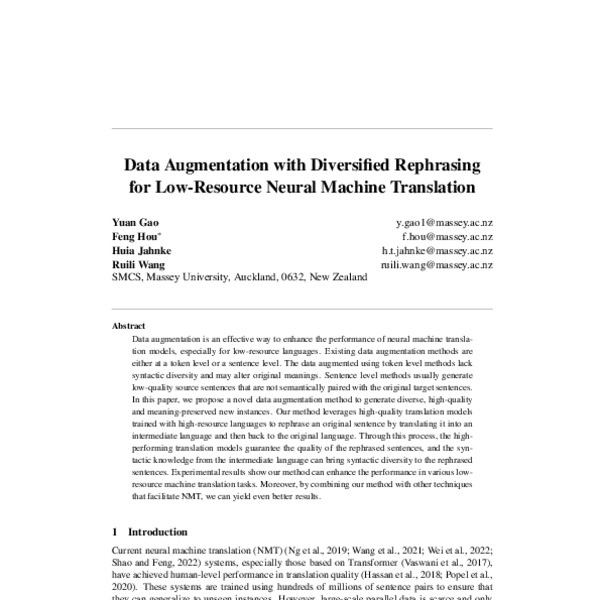 Data Augmentation with Diversified Rephrasing for Low-Resource Neural Machine Translation - ACL ...