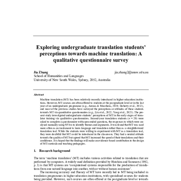 Exploring undergraduate translation students’ perceptions towards ...