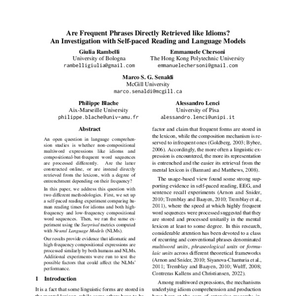 Are Frequent Phrases Directly Retrieved like Idioms? An Investigation ...