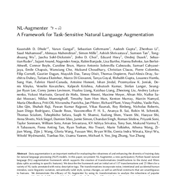 NL-Augmenter: A Framework for Task-Sensitive Natural Language ...