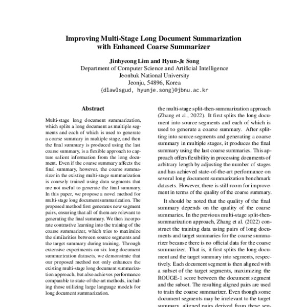 Improving Multi-Stage Long Document Summarization with Enhanced Coarse Summarizer - ACL Anthology