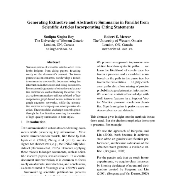 Generating Extractive and Abstractive Summaries in Parallel from ...