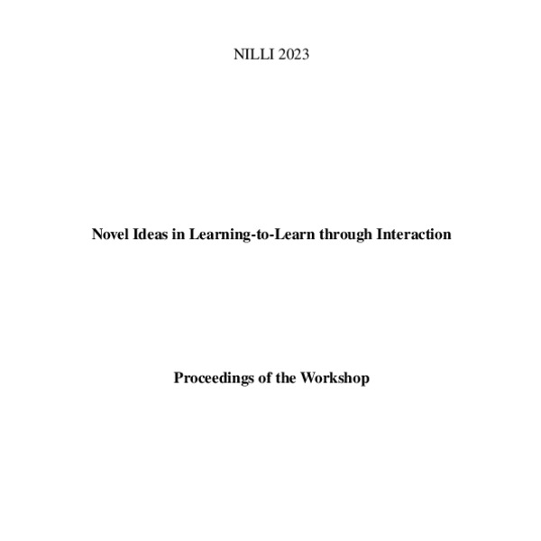 Proceedings of the Workshop on Novel Ideas in Learning-to-Learn through ...