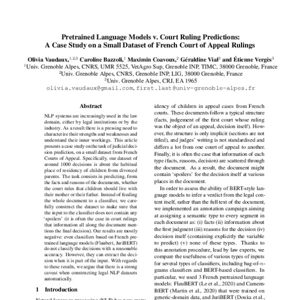Pretrained Language Models v. Court Ruling Predictions: A Case Study on ...