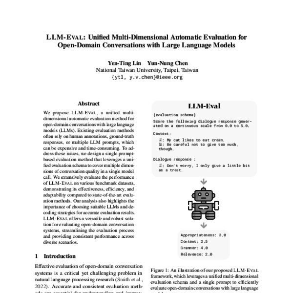 LLM-Eval: Unified Multi-Dimensional Automatic Evaluation for Open-Domain Conversations with ...