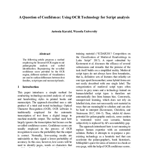 A Question of Confidence: Using OCR Technology for Script analysis - ACL Anthology