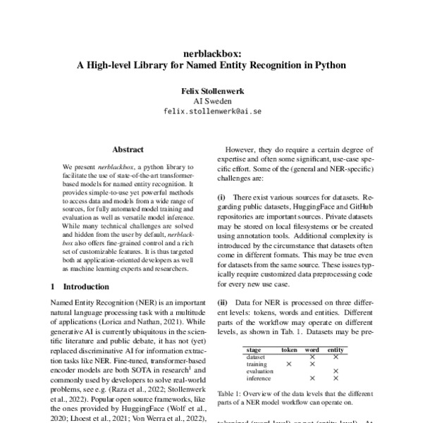 Nerblackbox A High Level Library For Named Entity Recognition In Python Acl Anthology