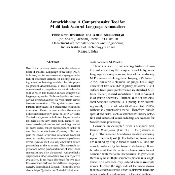 Antarlekhaka: A Comprehensive Tool for Multi-task Natural Language Annotation - ACL Anthology