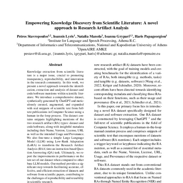 Empowering Knowledge Discovery from Scientific Literature: A novel ...