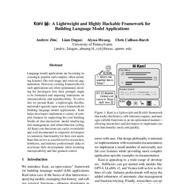 Kani: A Lightweight and Highly Hackable Framework for Building Language Model Applications - ACL ...