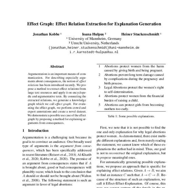 Effect Graph: Effect Relation Extraction for Explanation Generation - ACL Anthology