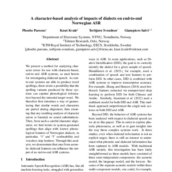 A character-based analysis of impacts of dialects on end-to-end ...