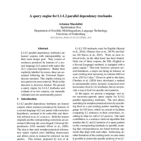 A query engine for L1-L2 parallel dependency treebanks - ACL Anthology