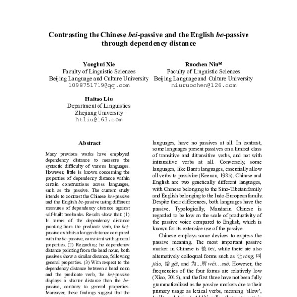 Contrasting the Chinese bei-passive and the English be-passive through ...