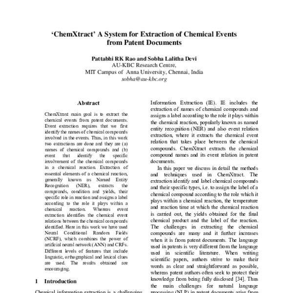 ‘ChemXtract’ A System for Extraction of Chemical Events from Patent ...