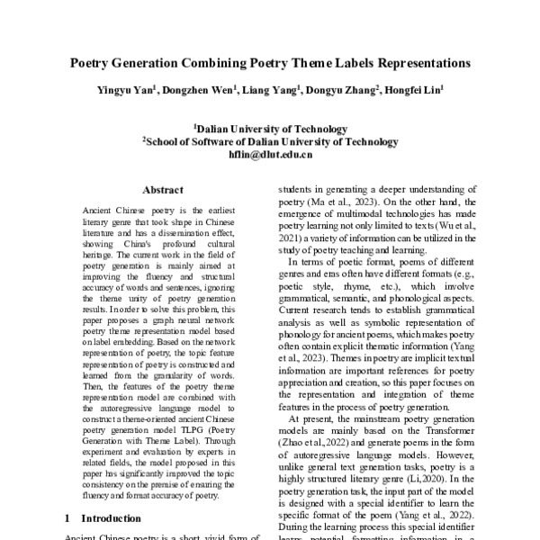 Poetry Generation Combining Poetry Theme Labels Representations - ACL ...