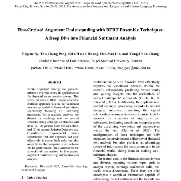 Fine-Grained Argument Understanding with BERT Ensemble Techniques: A Deep Dive into Financial ...
