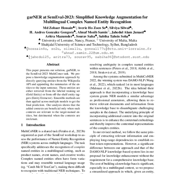 garNER at SemEval-2023: Simplified Knowledge Augmentation for Multilingual Complex Named Entity ...