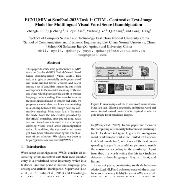 Ecnumiv At Semeval 2023 Task 1 Ctim Contrastive Text Image Model For Multilingual Visual