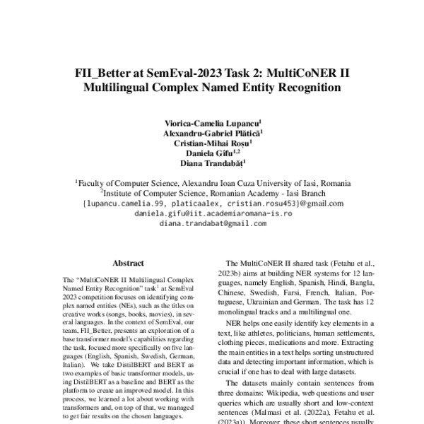 FII_Better at SemEval-2023 Task 2: MultiCoNER II Multilingual Complex Named Entity Recognition ...